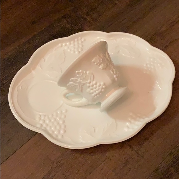 Dining | Vintage Milk Glass Platter And Teacup Set 4 Sets | Poshmark
